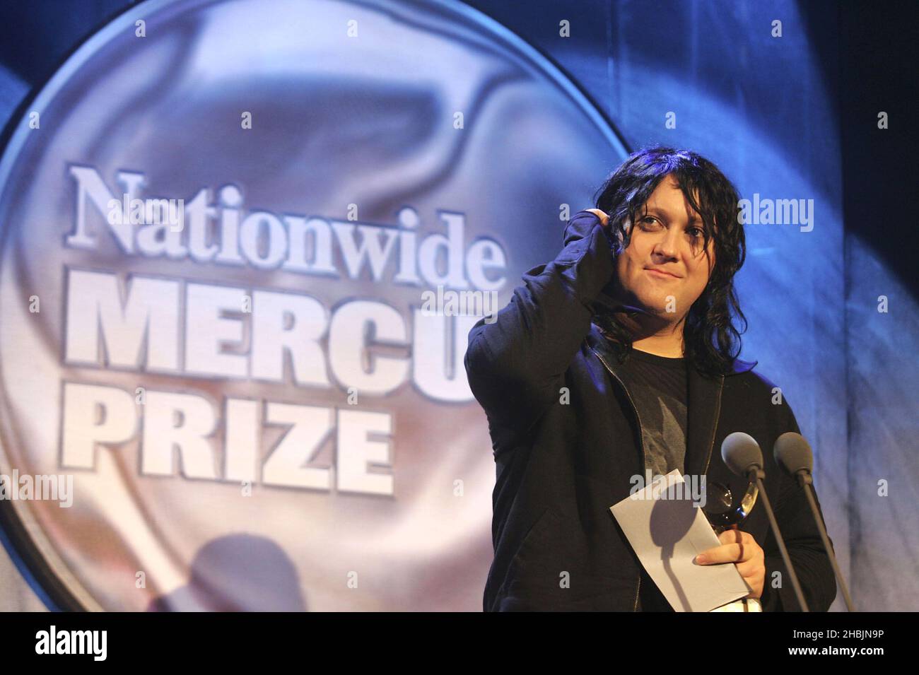 Anthony Hegarty receives award from Jools Holland on stage at the ...