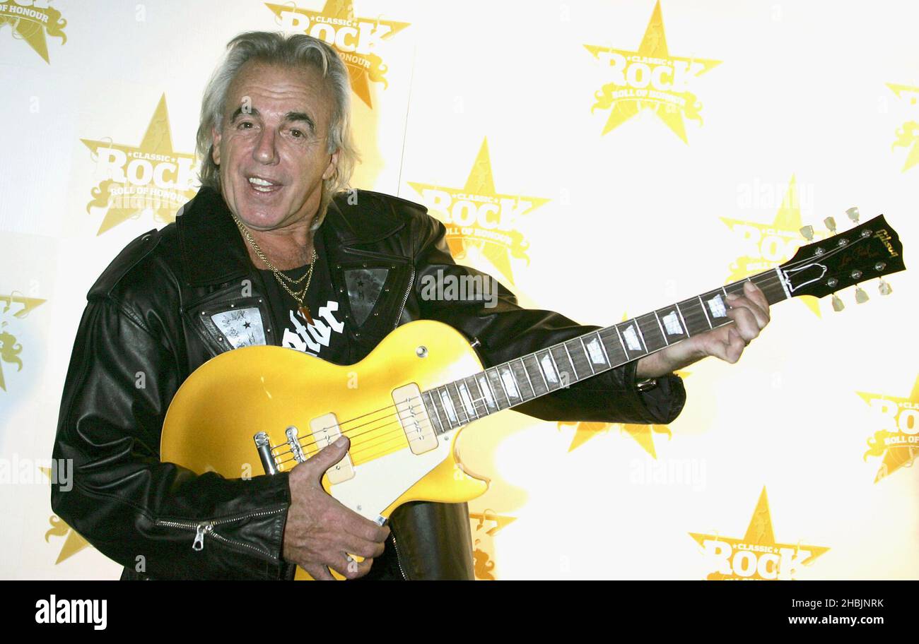 Peter Stringfellow with Gibson Guitar in Awards Room at the Classic ...