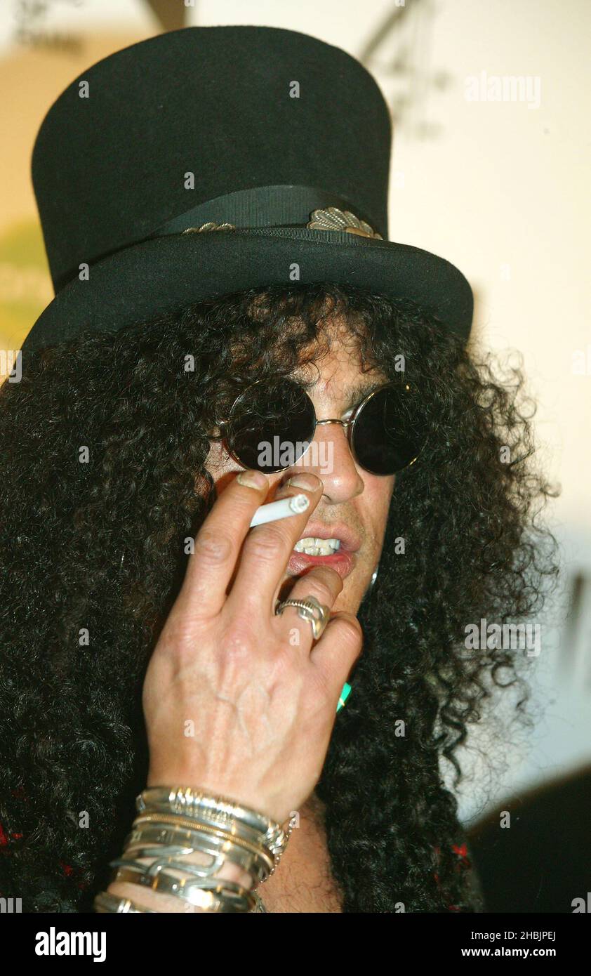 Slash in press room at the Hall of Fame Awards at the Alexandra Palace ...