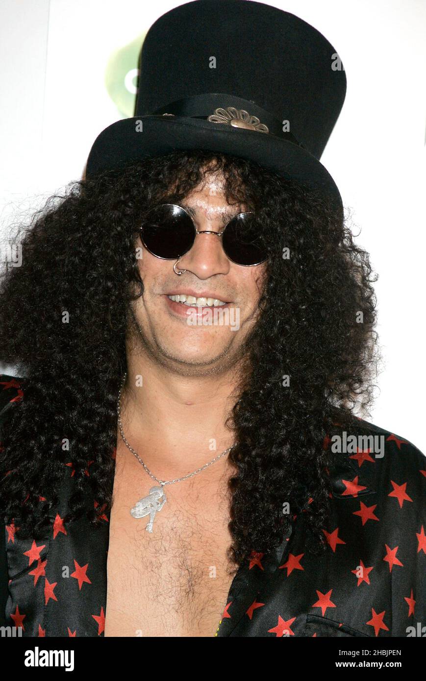 Slash in press room at the Hall of Fame Awards at the Alexandra Palace in North London Stock ...