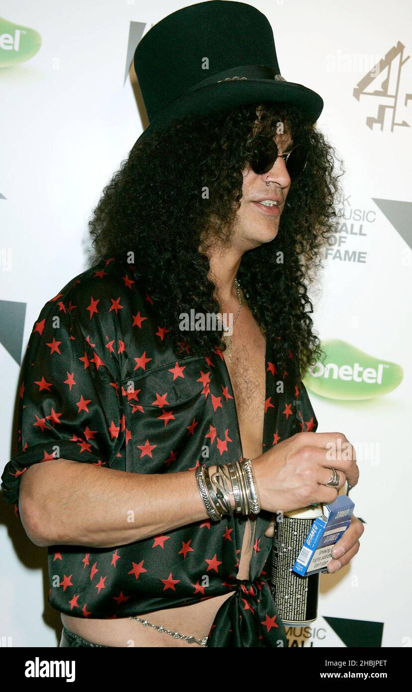 Slash in press room at the Hall of Fame Awards at the Alexandra Palace ...