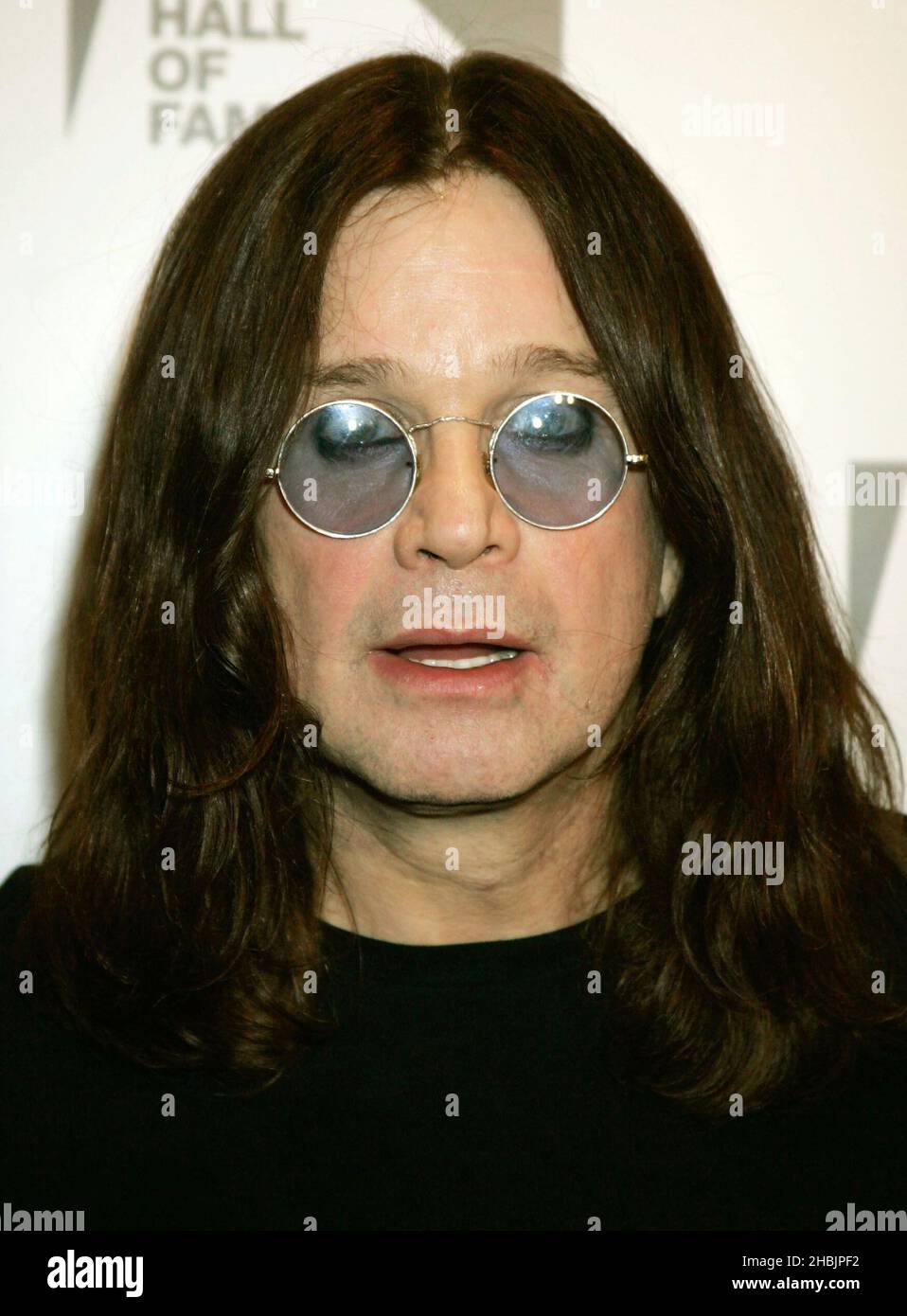 Ozzy Osbourne of Black Sabbath poses in press room at the Hall of Fame Awards at the Alexandra ...