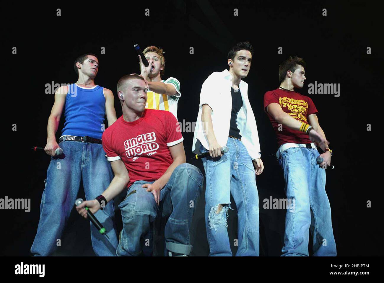V Support Busted live in concert at Wembley Arena, London. Group Shot ...
