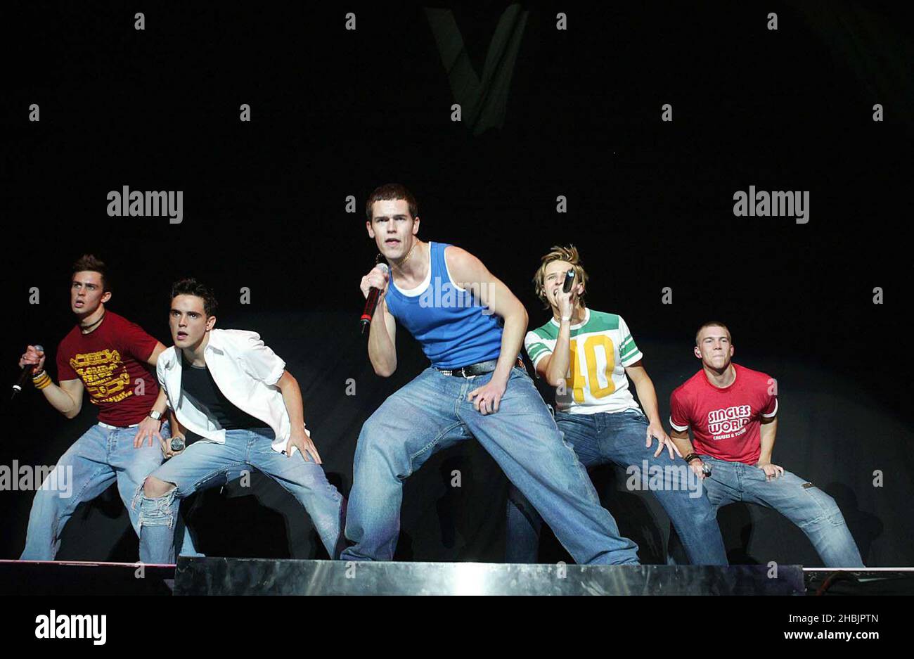 V Support Busted live in concert at Wembley Arena, London. Group Shot ...
