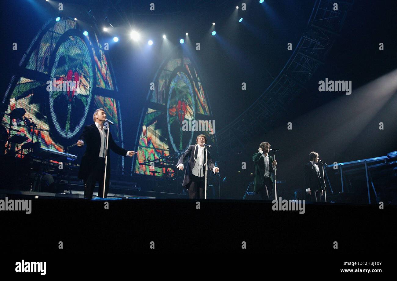 Howard Donald, Gary Barlow,Mark Owen,Jason Orange of Take That perform ...