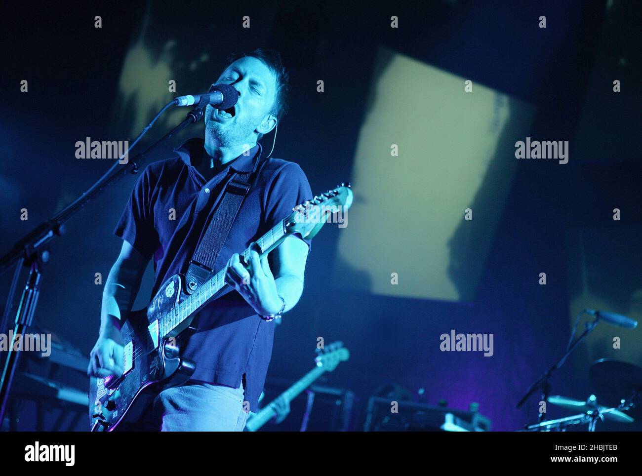 Thom Yorke lead singer of Radiohead perfroms on stage Stock Photo - Alamy