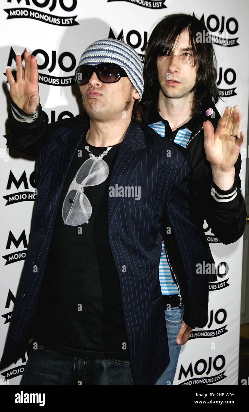 Mani and Bobby Gillespie of Primal Scream arriving Stock Photo - Alamy