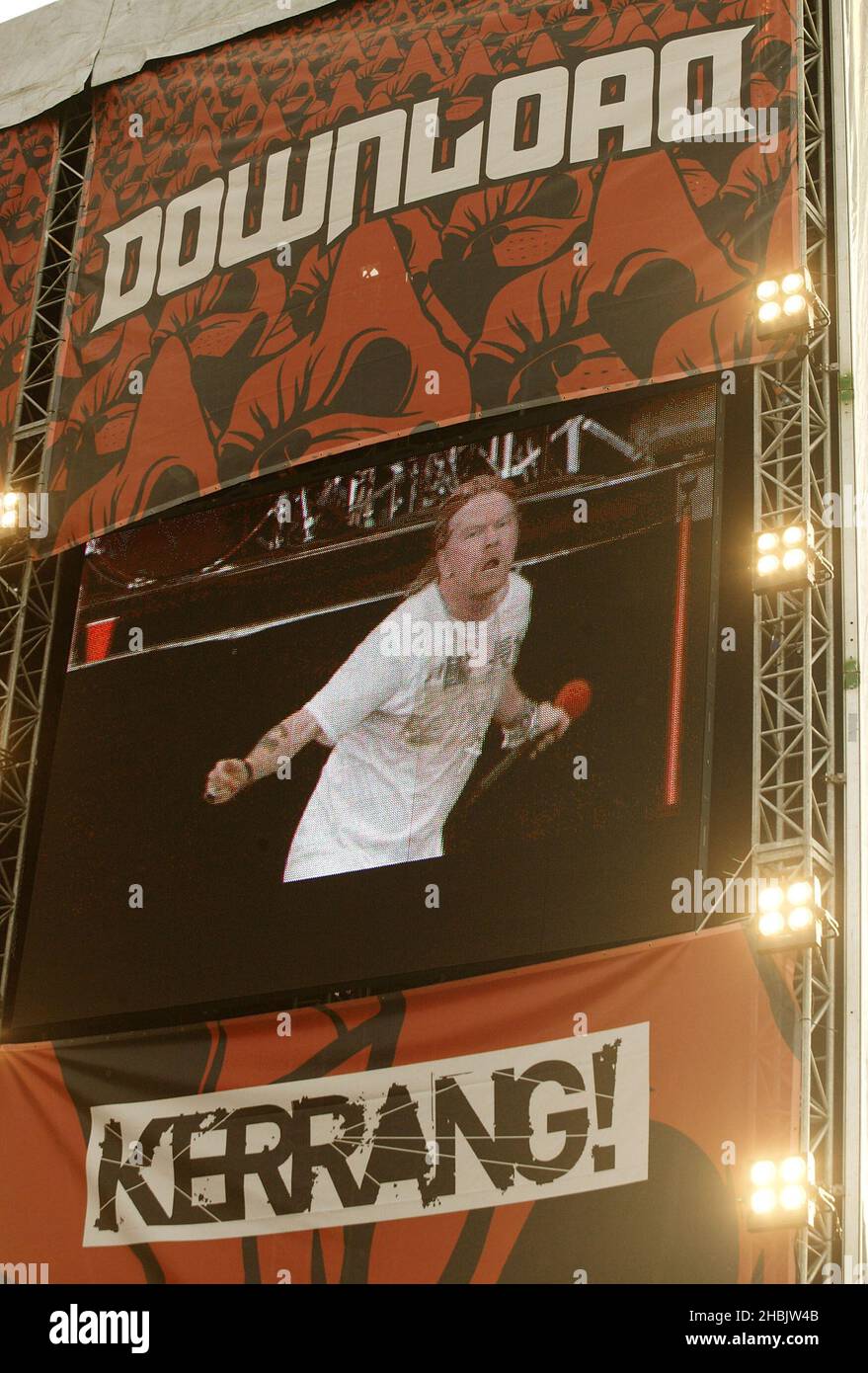 Axl Rose of Guns n Roses performing (view from the crowd Stock Photo ...