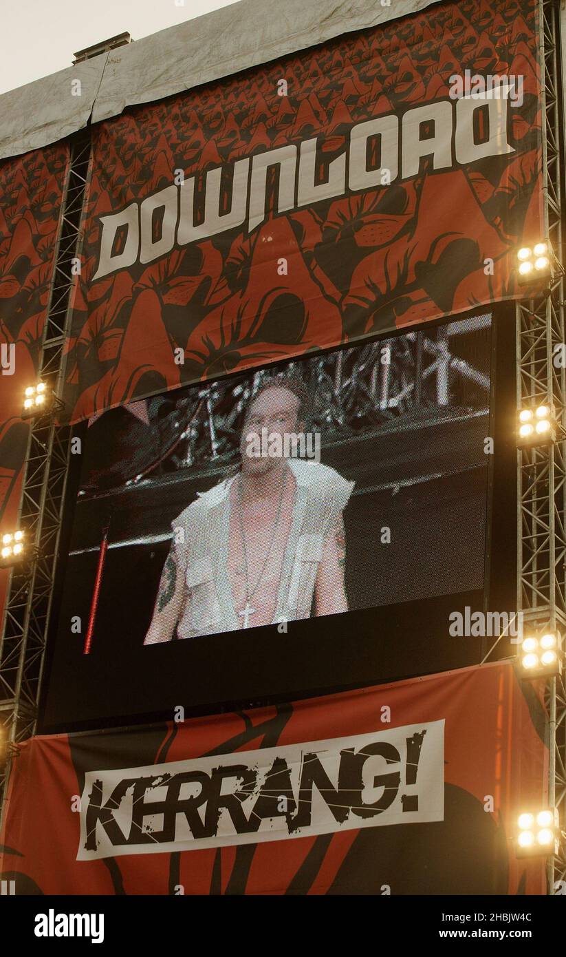 Axl Rose of Guns n Roses performing (view from the crowd Stock Photo ...