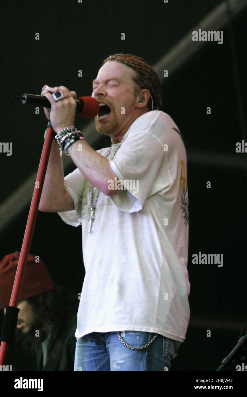Axl Rose of Guns n Roses performing (view from the crowd Stock Photo ...