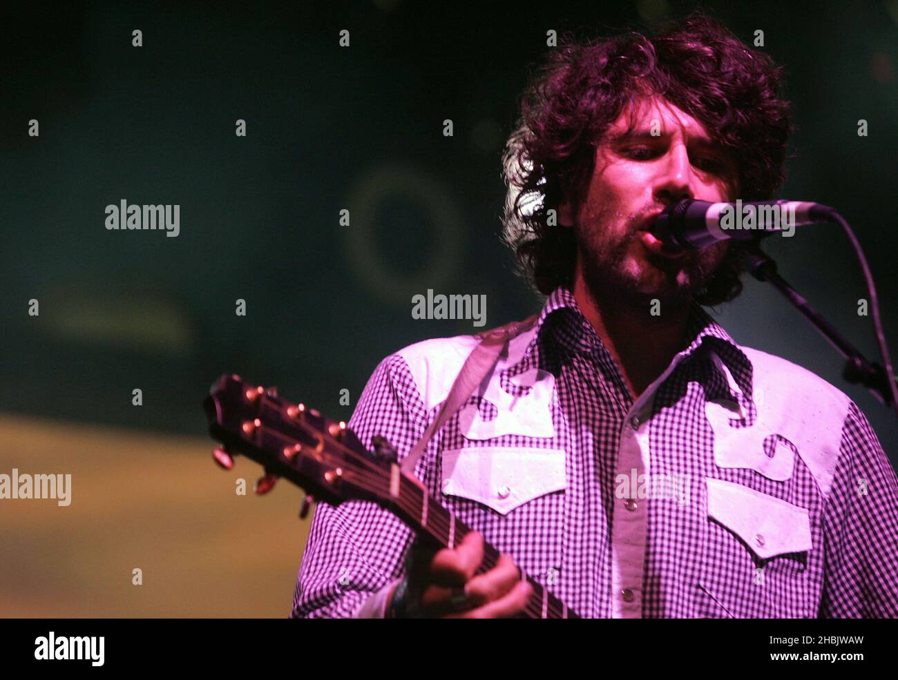 Gruff Rhys of Super Furry Animals performing Stock Photo - Alamy