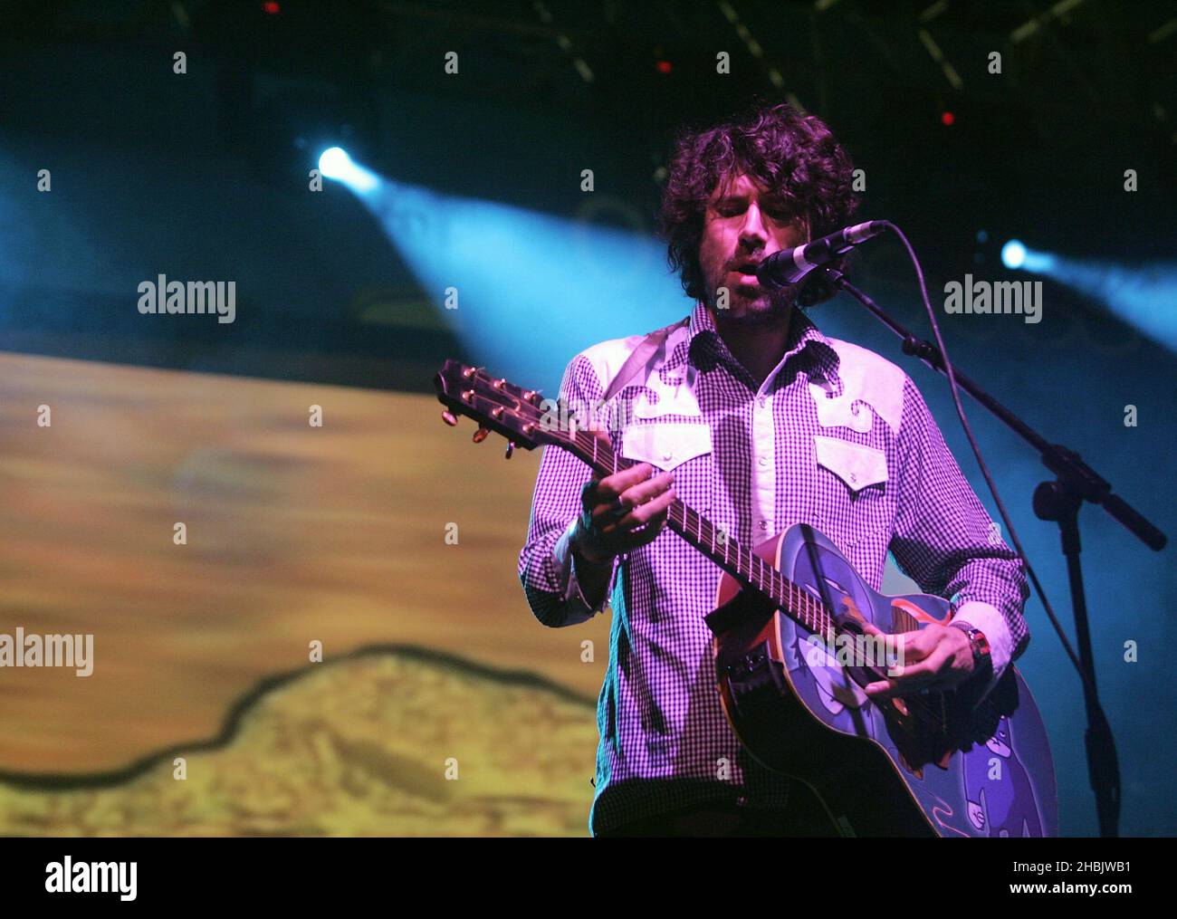 Gruff Rhys of Super Furry Animals performing Stock Photo - Alamy