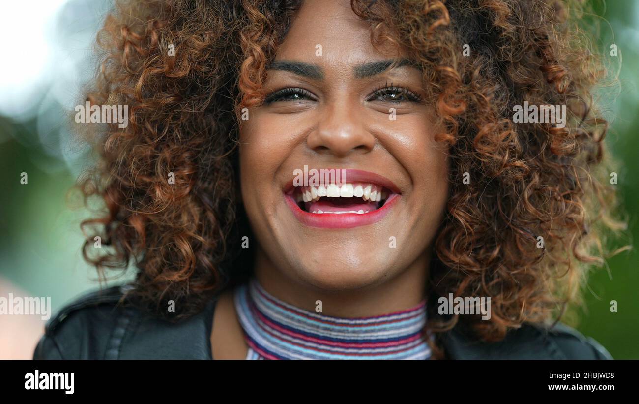 Brazilian woman portrait face close-up smiling Stock Photo - Alamy