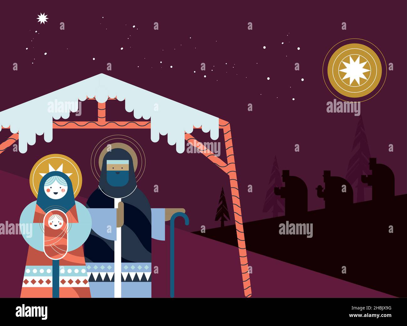 holy family in stable christmas characters Stock Vector Image & Art - Alamy