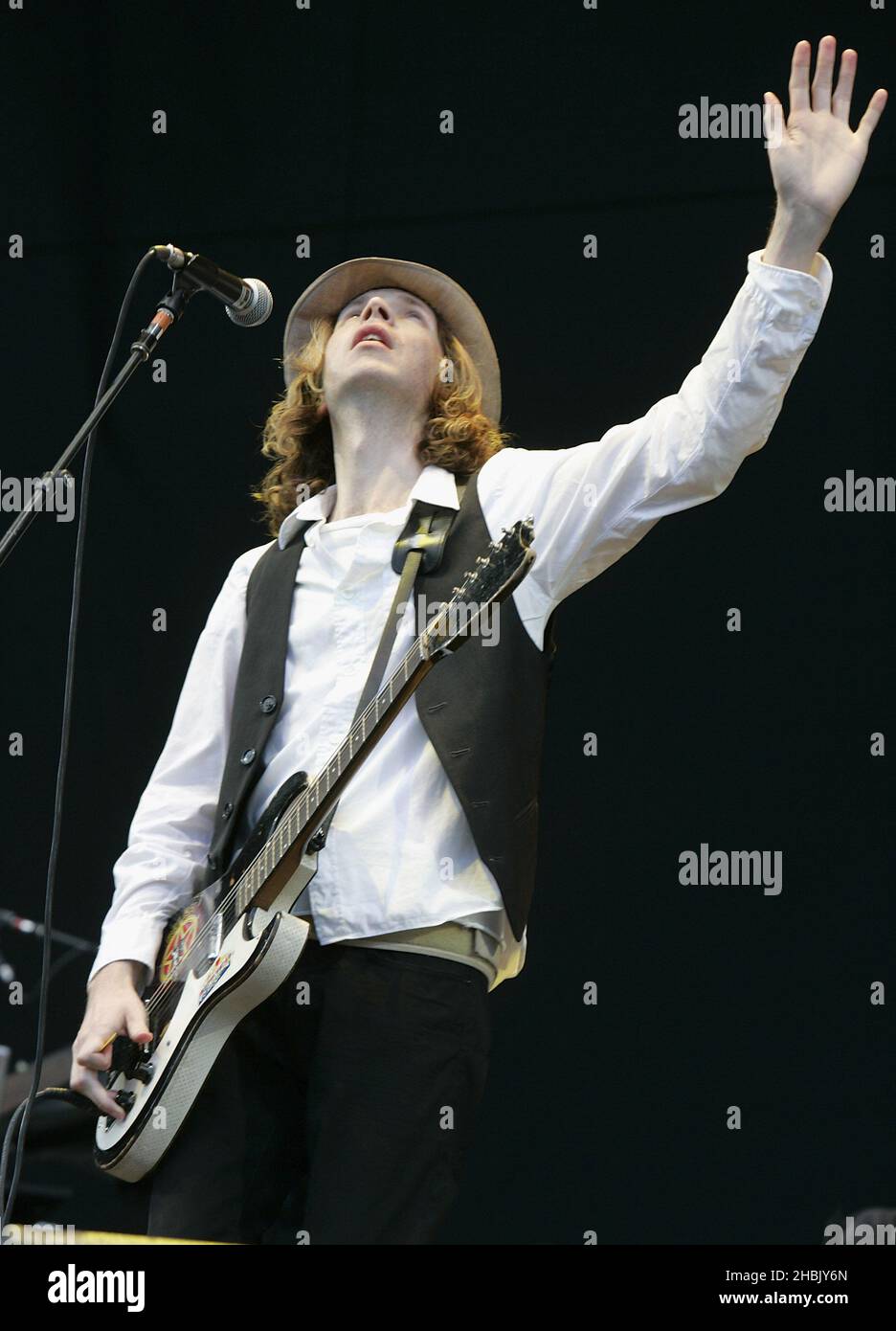 Beck performs on stage, during the V Festival In Hylands Park in ...