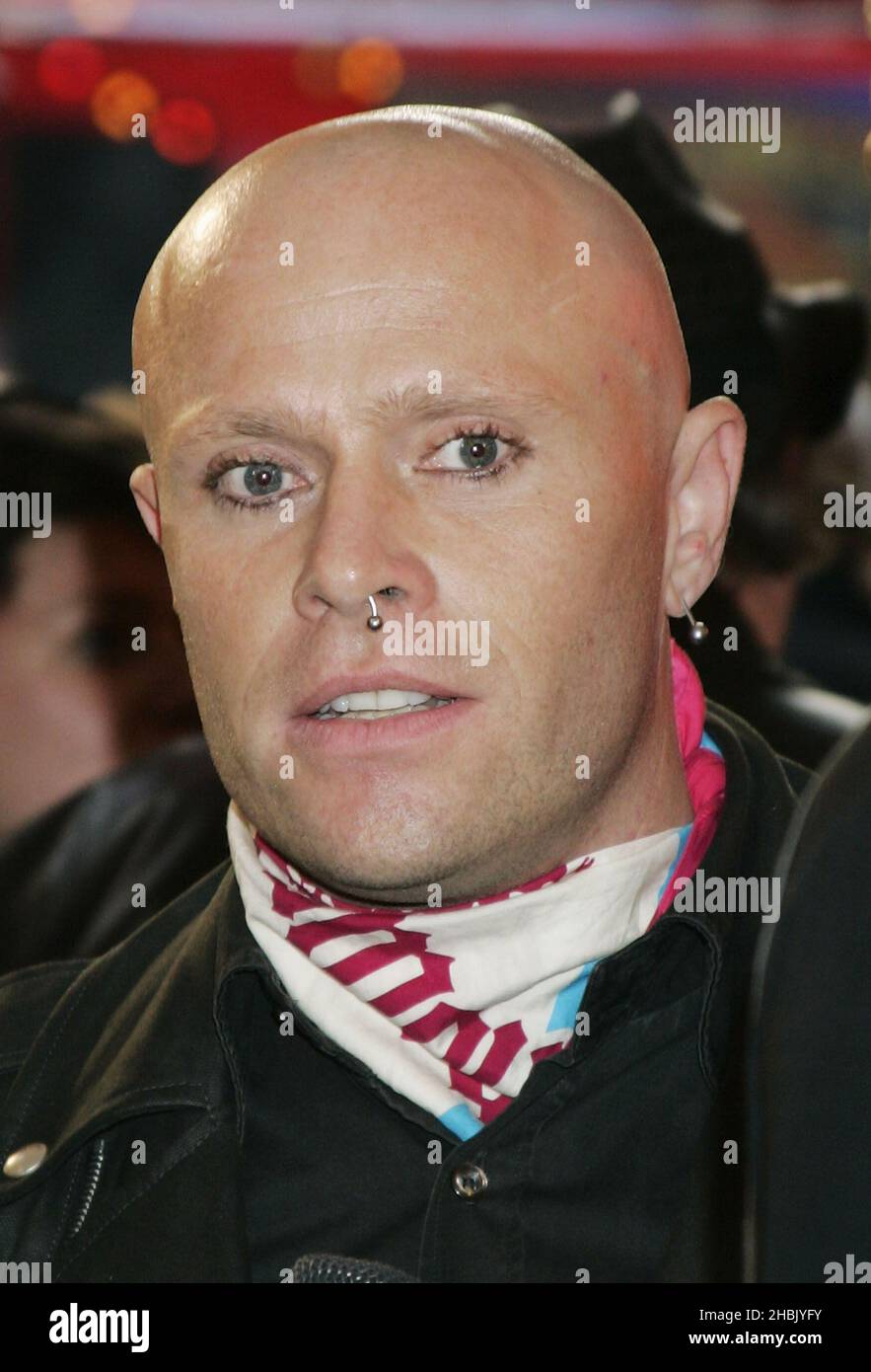 Keith Flint arriving on the red carpet at the Kerrang Awards Stock ...