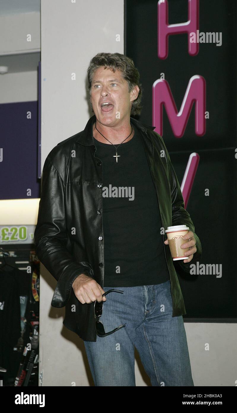 David Hasselhoff attends a signing for his new single Jump in my Car ...