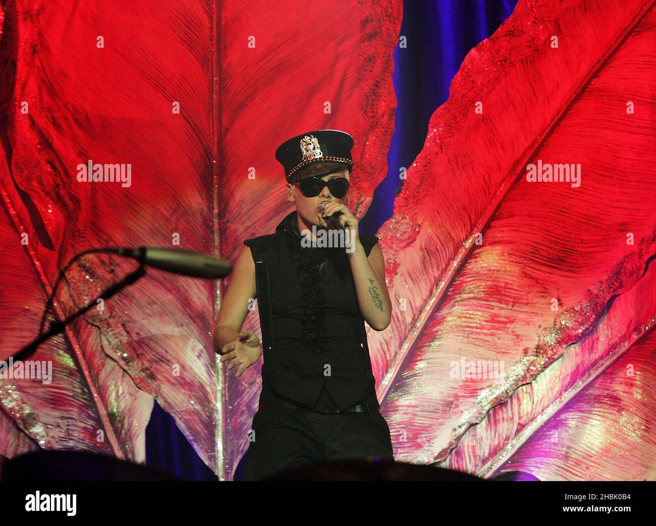 Pink performing at Wembley Arena on October 4, 2006 in London ...