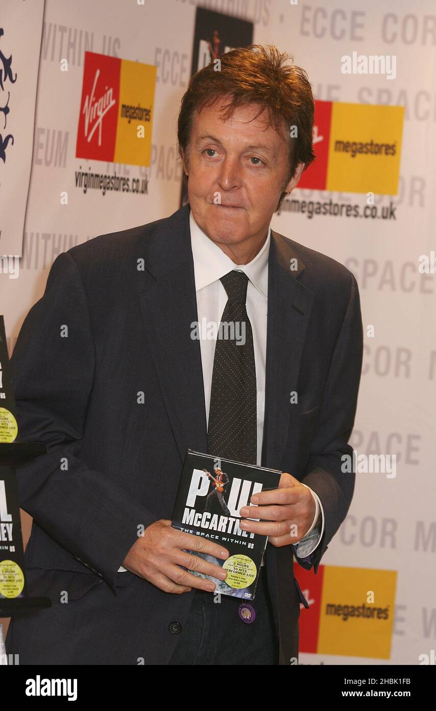 Paul McCartney attending an exclusive UK signing at Virgin Megastore ...