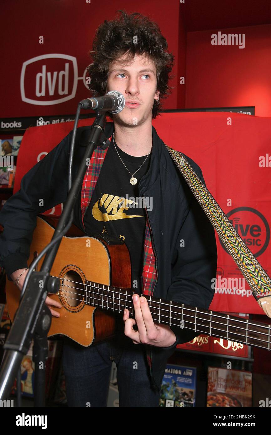 Jamie T performs during an instore gig at Fopp in Camden Town, London ...