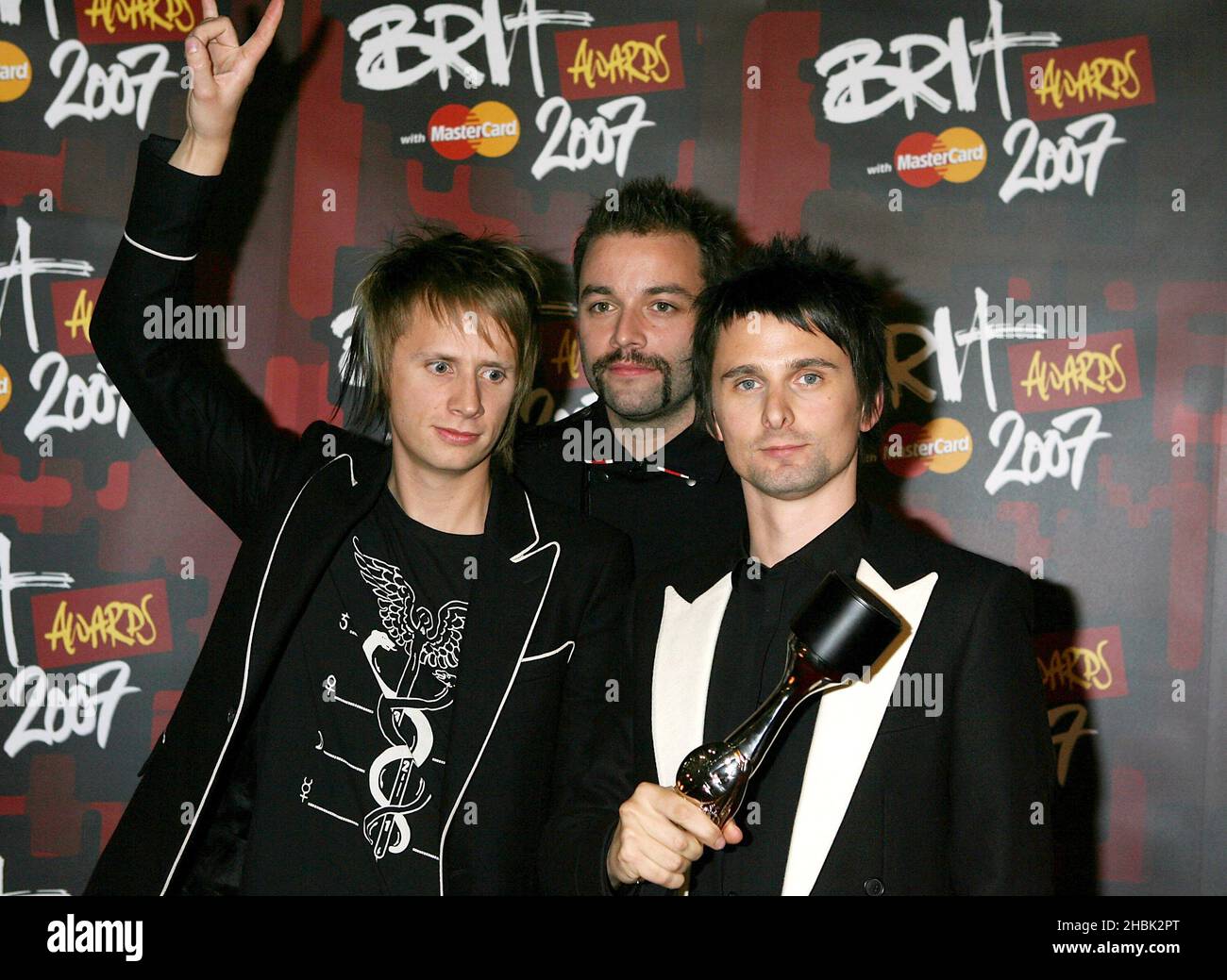 Muse in the press room at the 2007 brit awards hi-res stock photography ...
