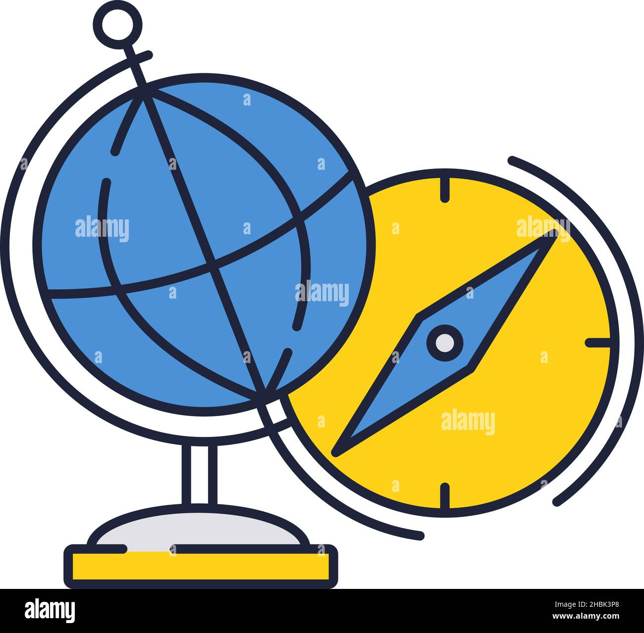 Earth globe and compass icon geography vector Stock Vector Image & Art ...
