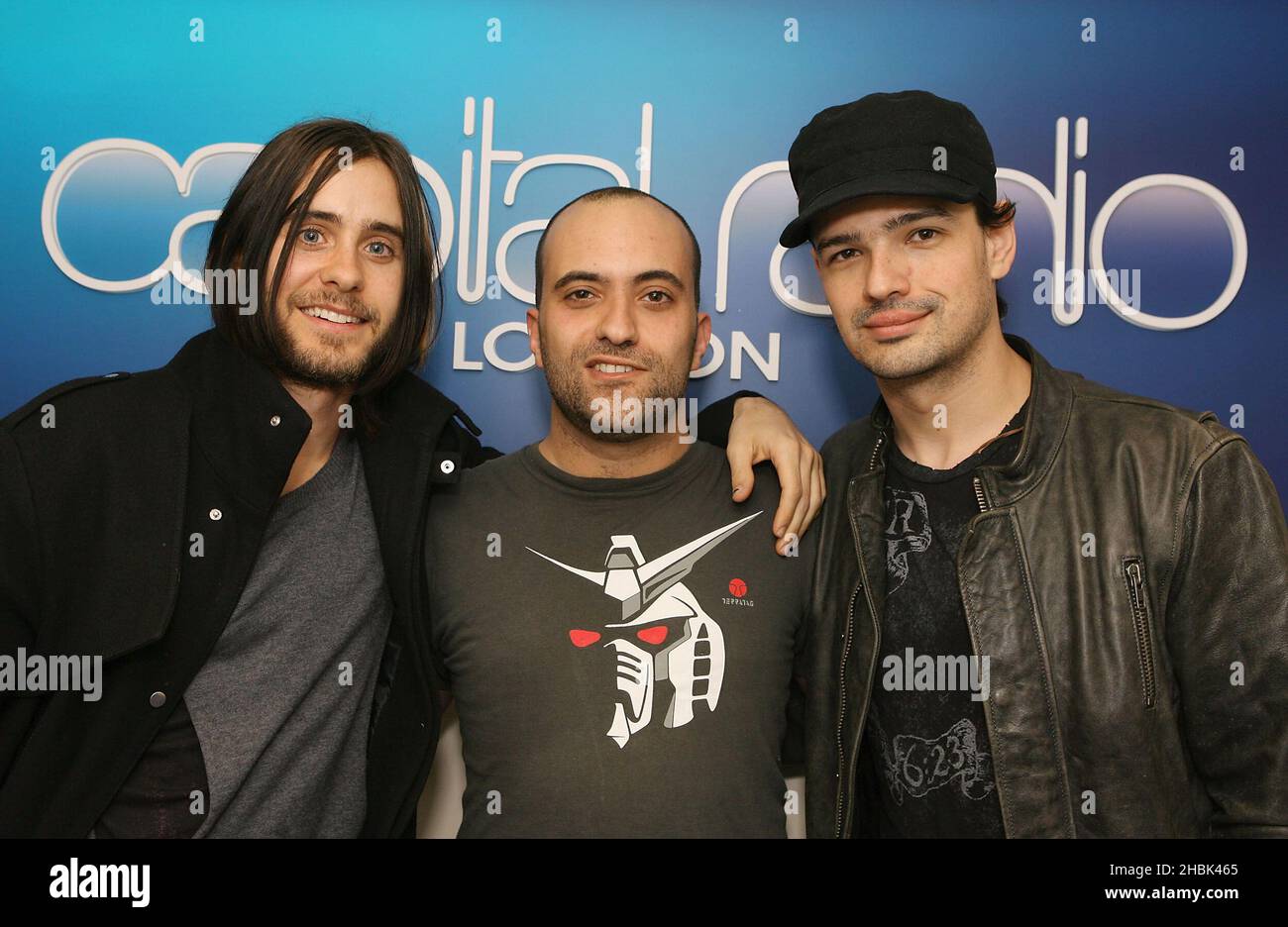(From left to right) Jared Leto, drive time DJ Lucio and Tomo Milicevic ...