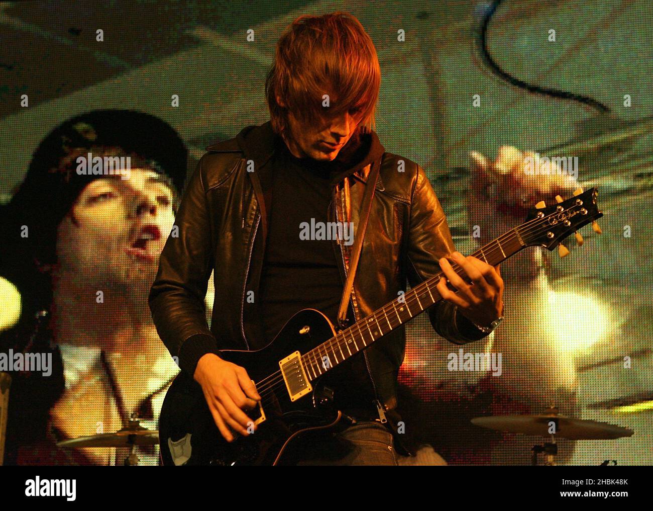 Mike Lewis from Lost Prophets performs at HMV Oxford Street in London ...