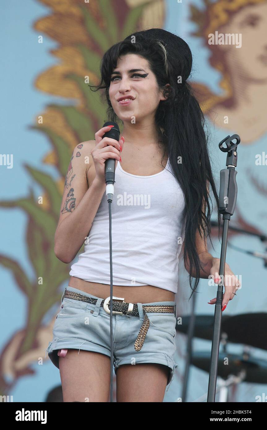 Amy Winehouse performs at Isle of Wight Festival, Newport, on June 9 ...