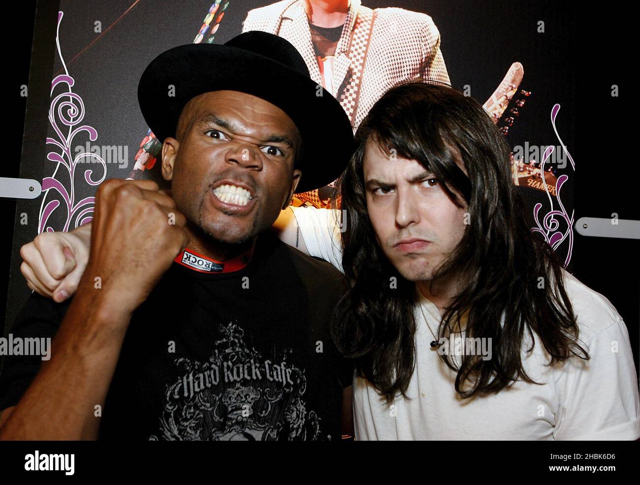 Darrell McDaniels of Run DMC and Andrew WK (right) at the Hard Rock ...