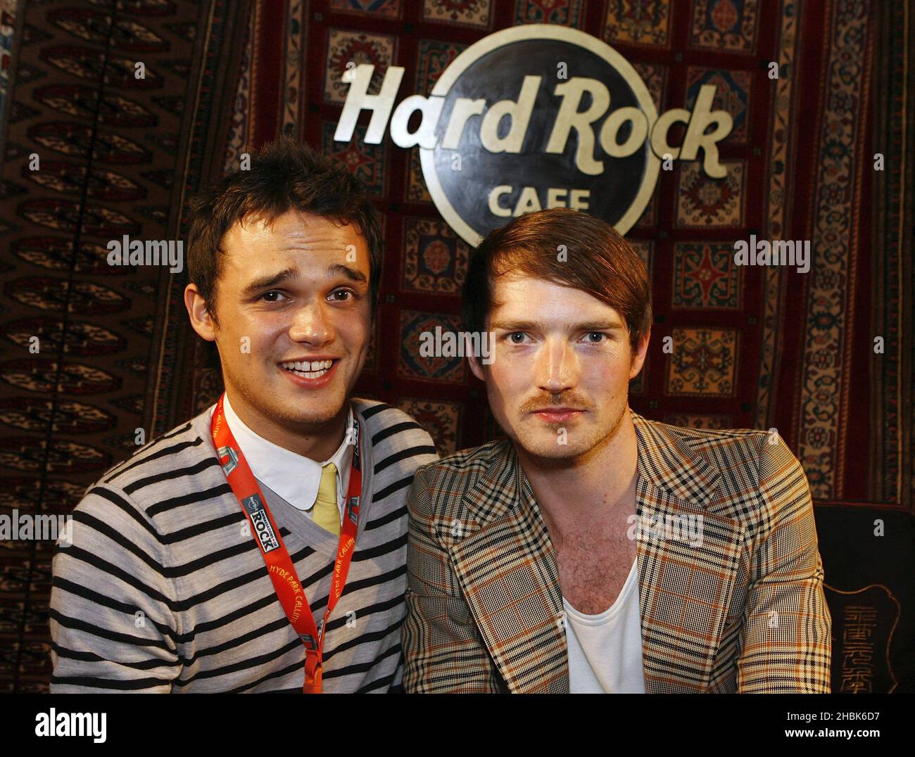 Gareth Gates and Dan Gillespie Sells of The Feeling pose backstage at ...
