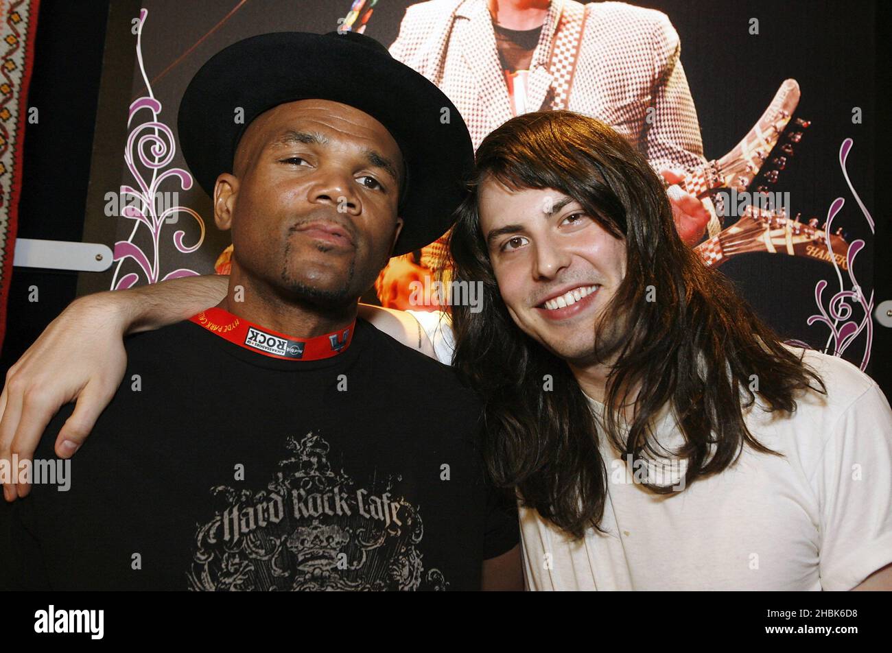 Darrell McDaniels of Run DMC and Andrew WK (right) at the Hard Rock ...