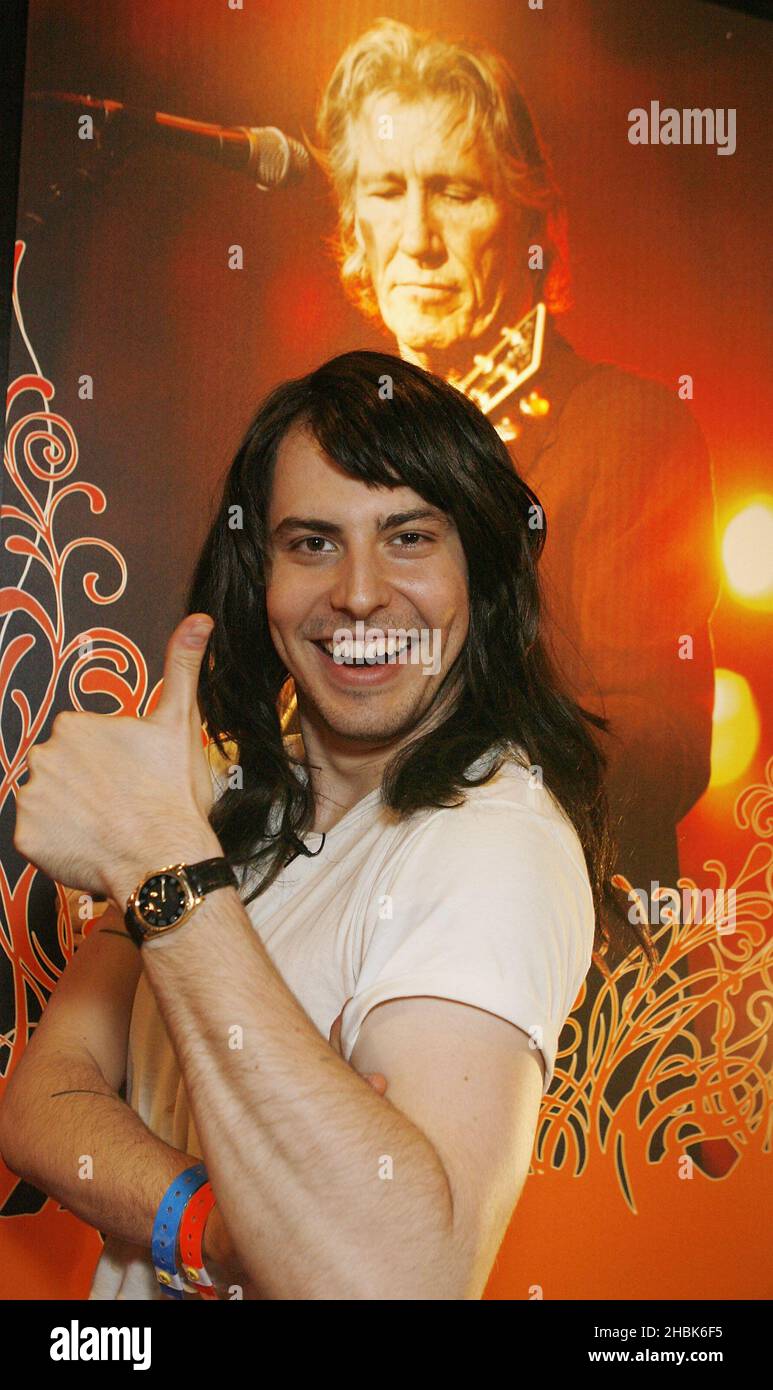 Andrew WK poses at the Hard Rock Cafe Backstage at Hyde Park Calling on ...