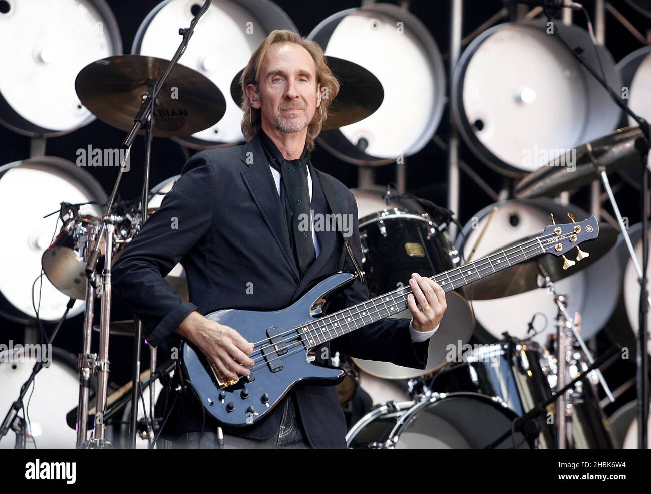 Mike Rutherford on stage during the Genesis performance during the ...