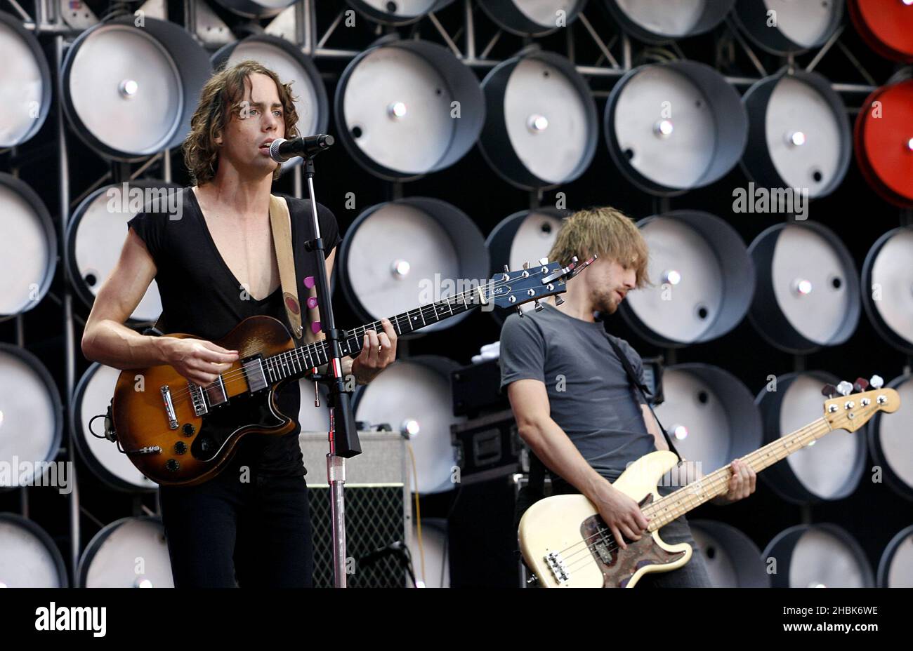 Razorlight perform during the charity concert at Wembley Stadium ...