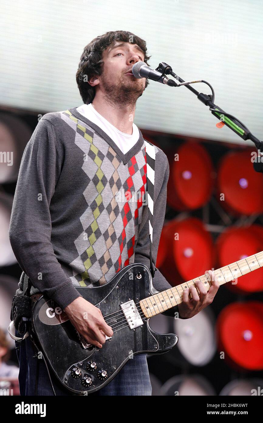 Snow Patrol perform during the charity concert at Wembley Stadium ...
