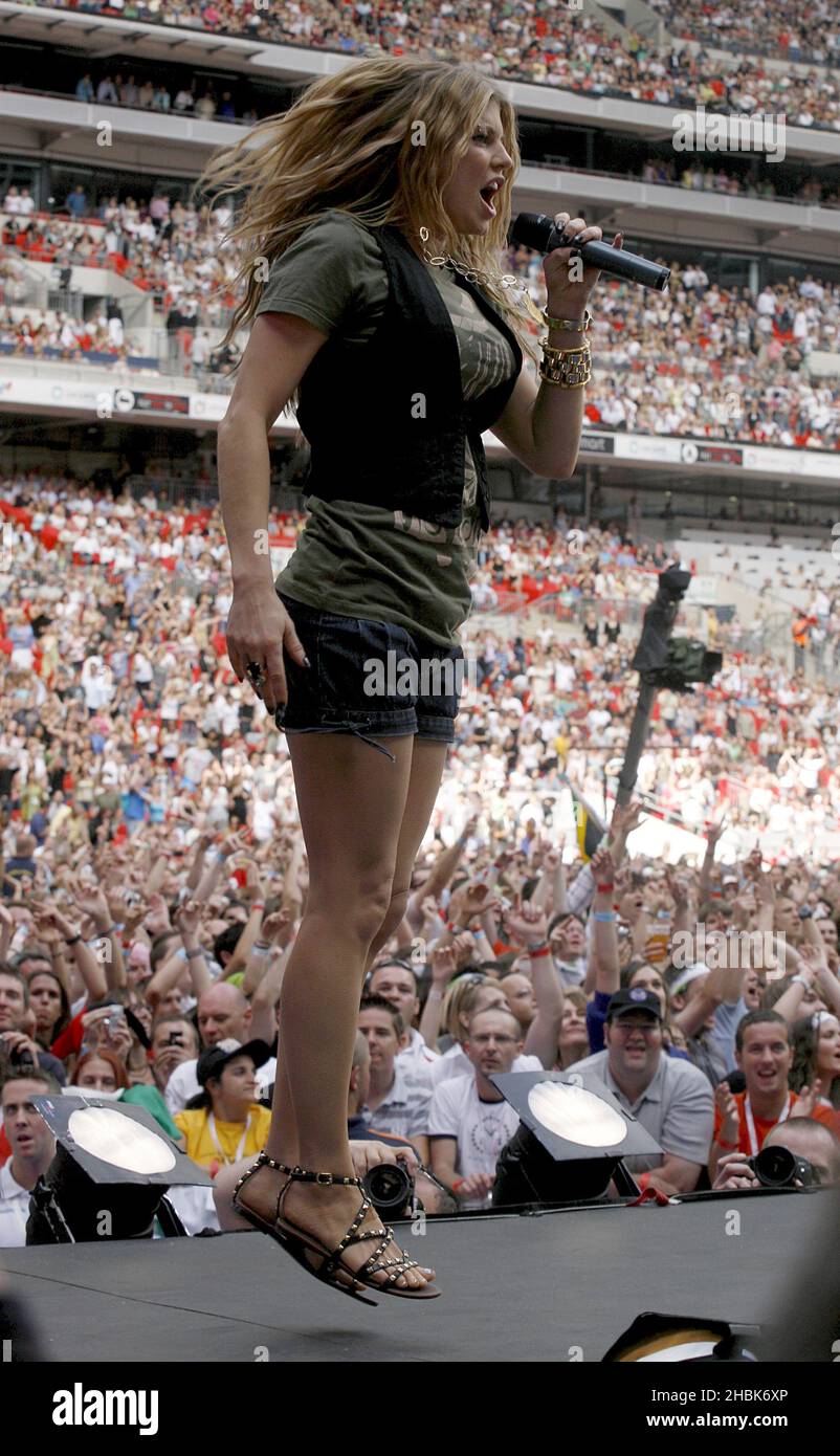 Fergie on stage during the Blak Eyed Peas performance during the ...