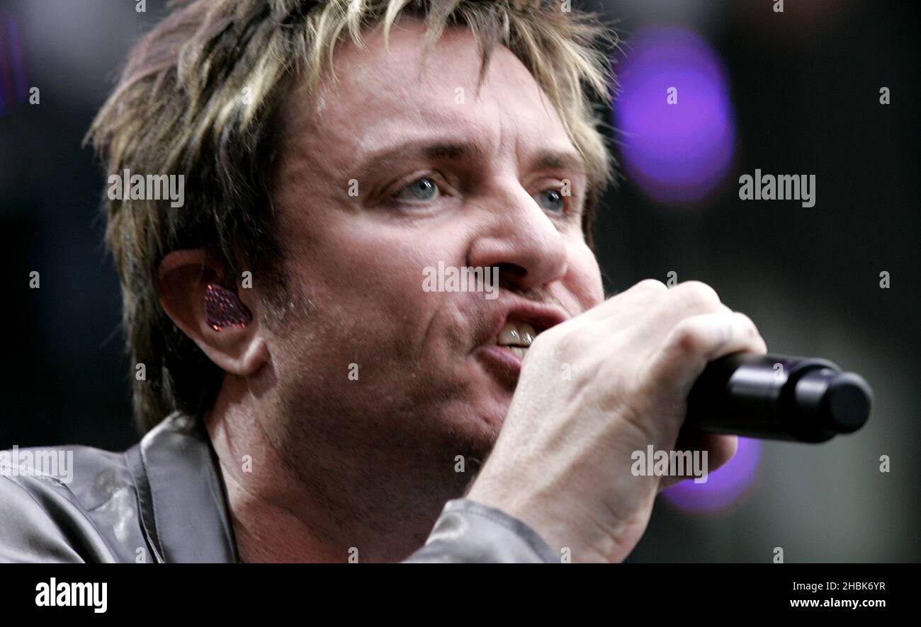 Simon Le Bon on stage during the Duran Duran performance during the ...