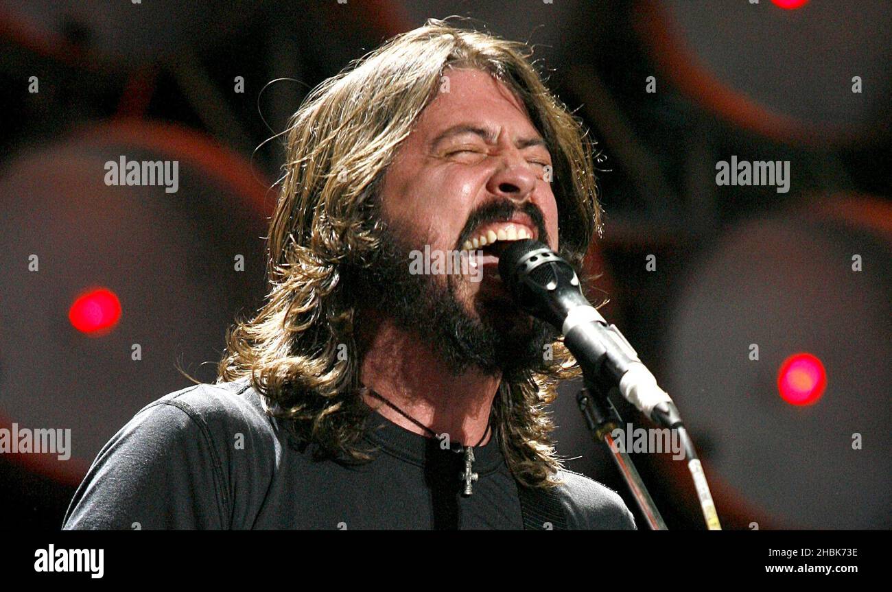 Dave Grohl on stage during Foo Fighters performance during the charity ...