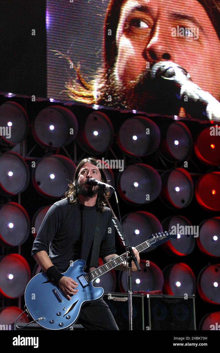 Dave Grohl on stage during Foo Fighters performance during the charity ...