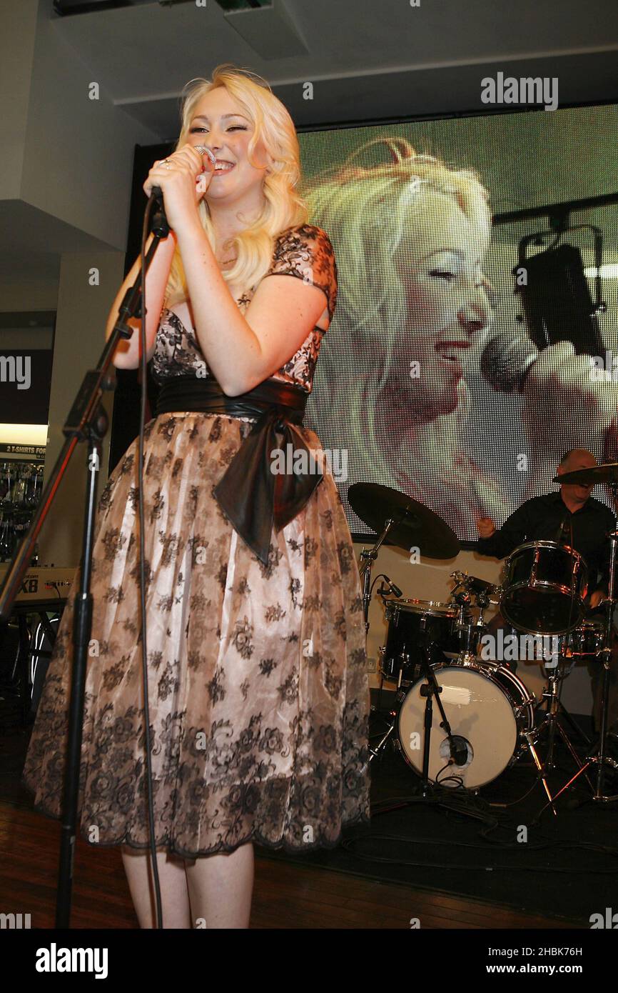 Victoria Hart performs at HMV, Oxford Street in London Stock Photo - Alamy