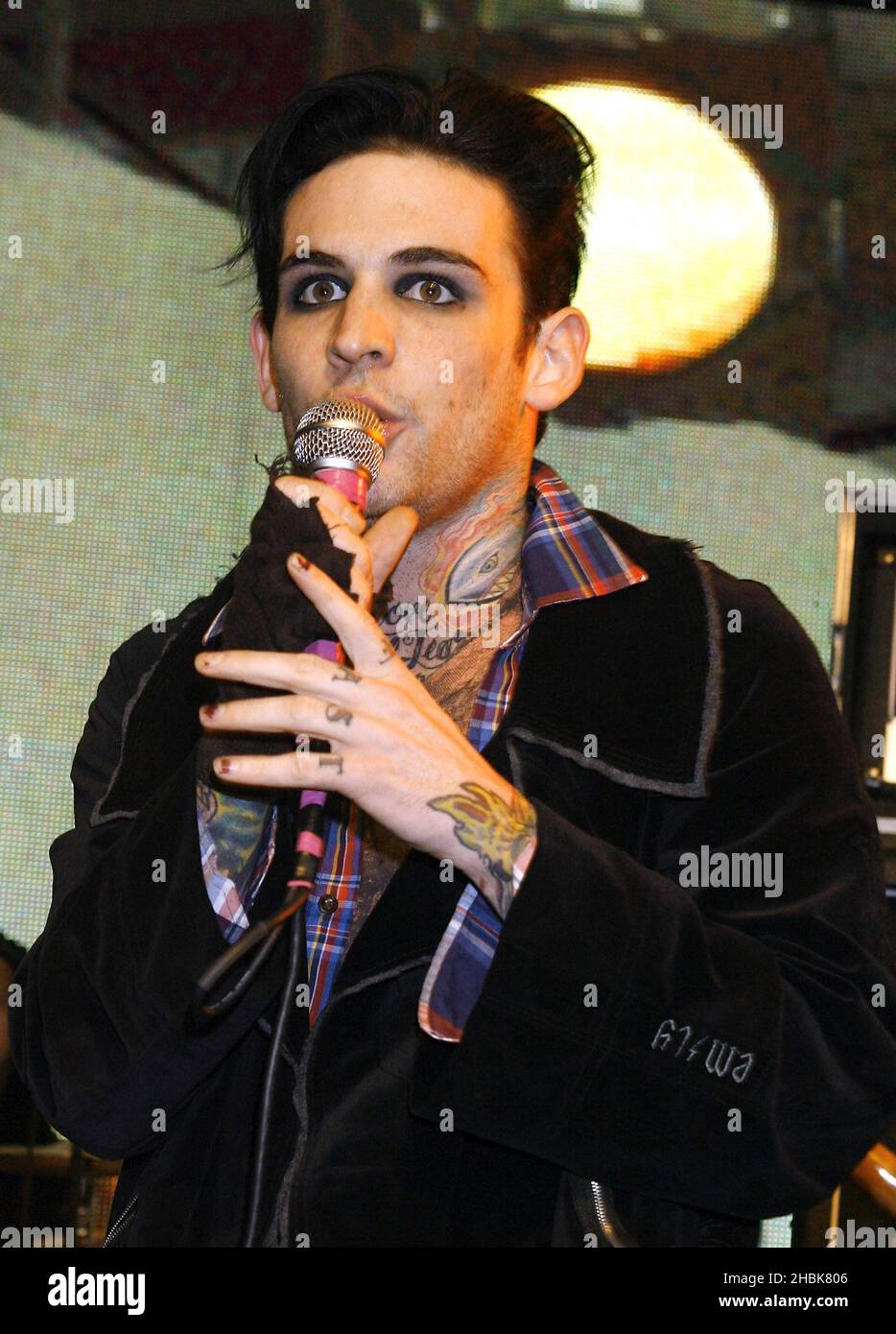 wiL Francis, lead singer of the band Aiden performs during an instore ...