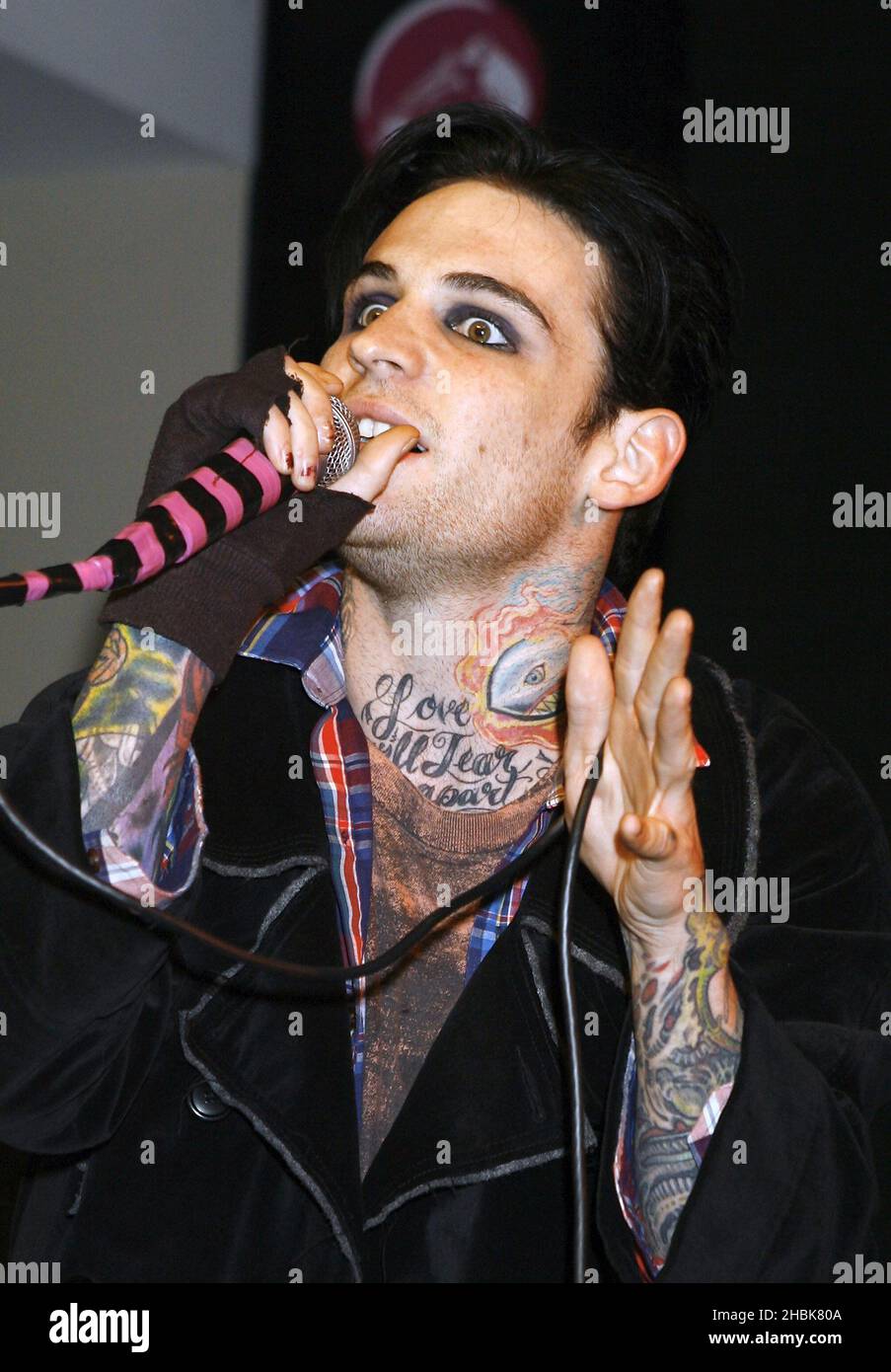 wiL Francis, lead singer of the band Aiden performs during an instore ...