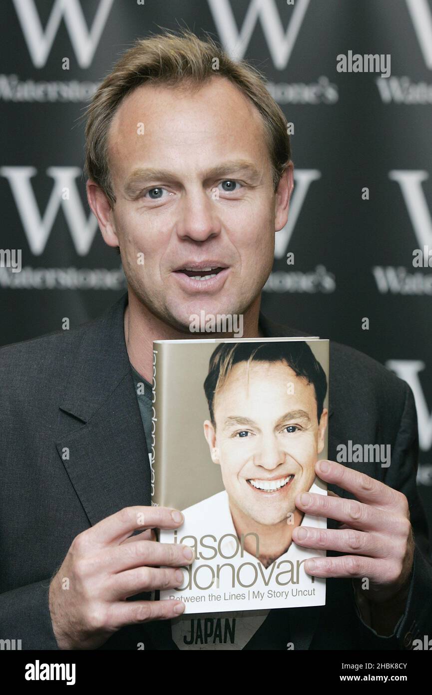 Jason Donovan signs his new book 'Between the Lines, My Story Uncut' at ...
