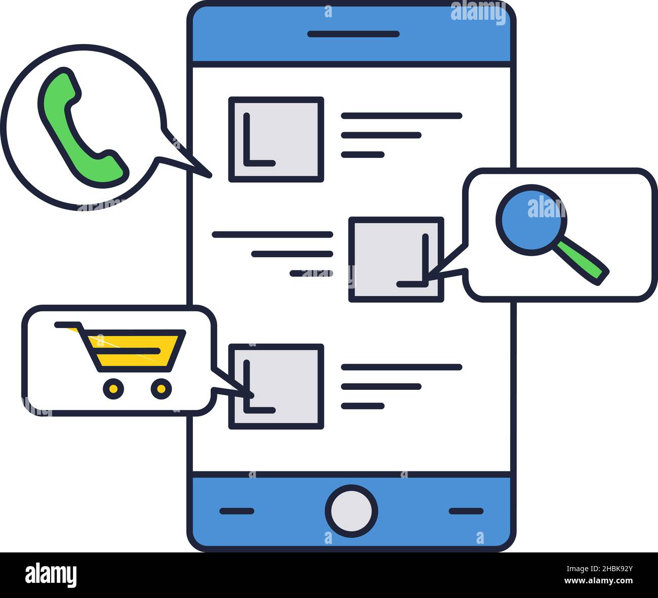 Mobile phone app icon vector smartphone on white Stock Vector Image ...