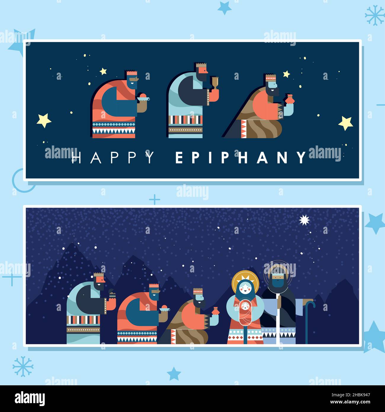 happy epiphany cards with characters Stock Vector Image & Art - Alamy