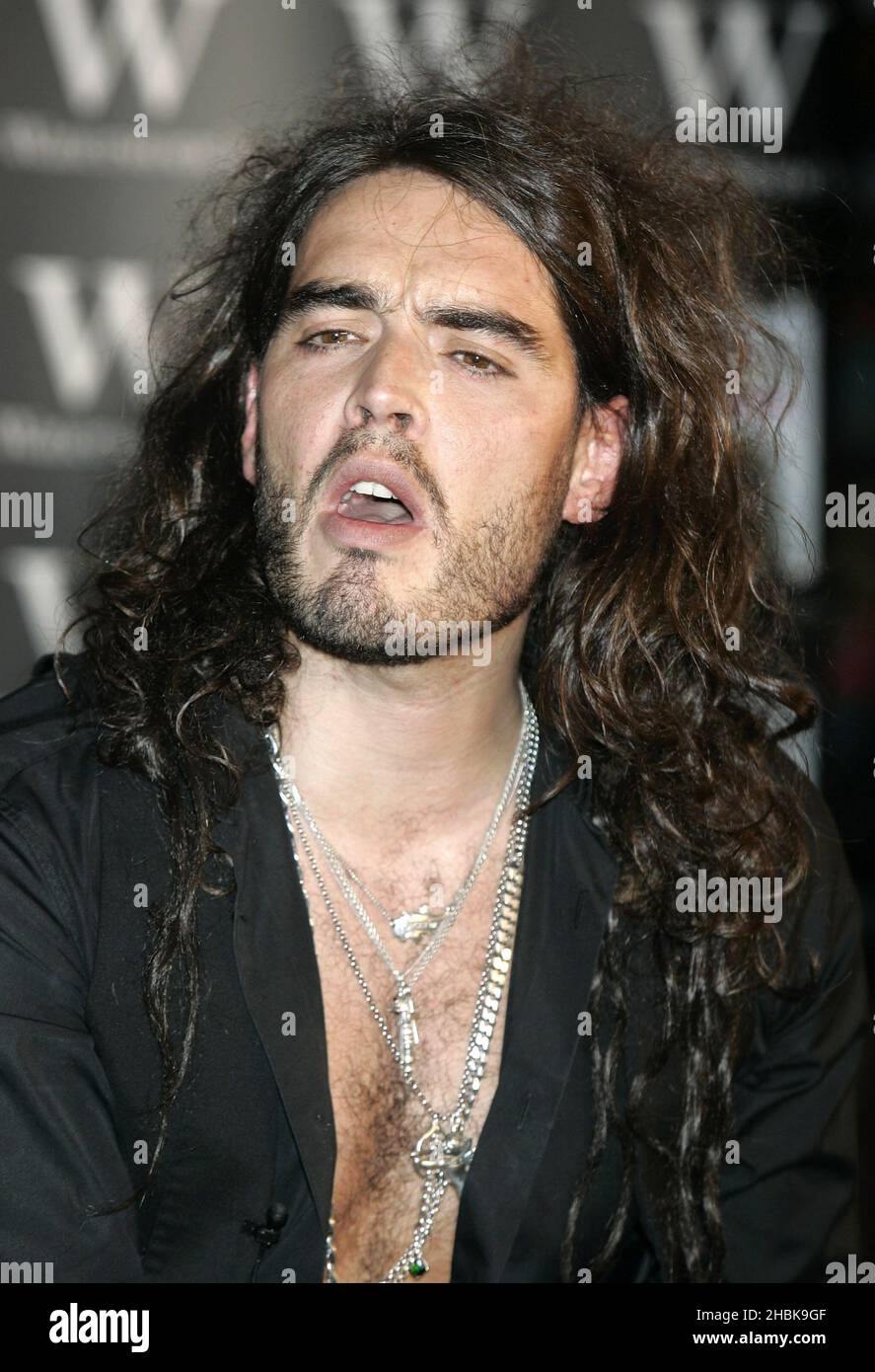 Russell Brand at Waterstones in Piccadilly, London, where he gave an ...