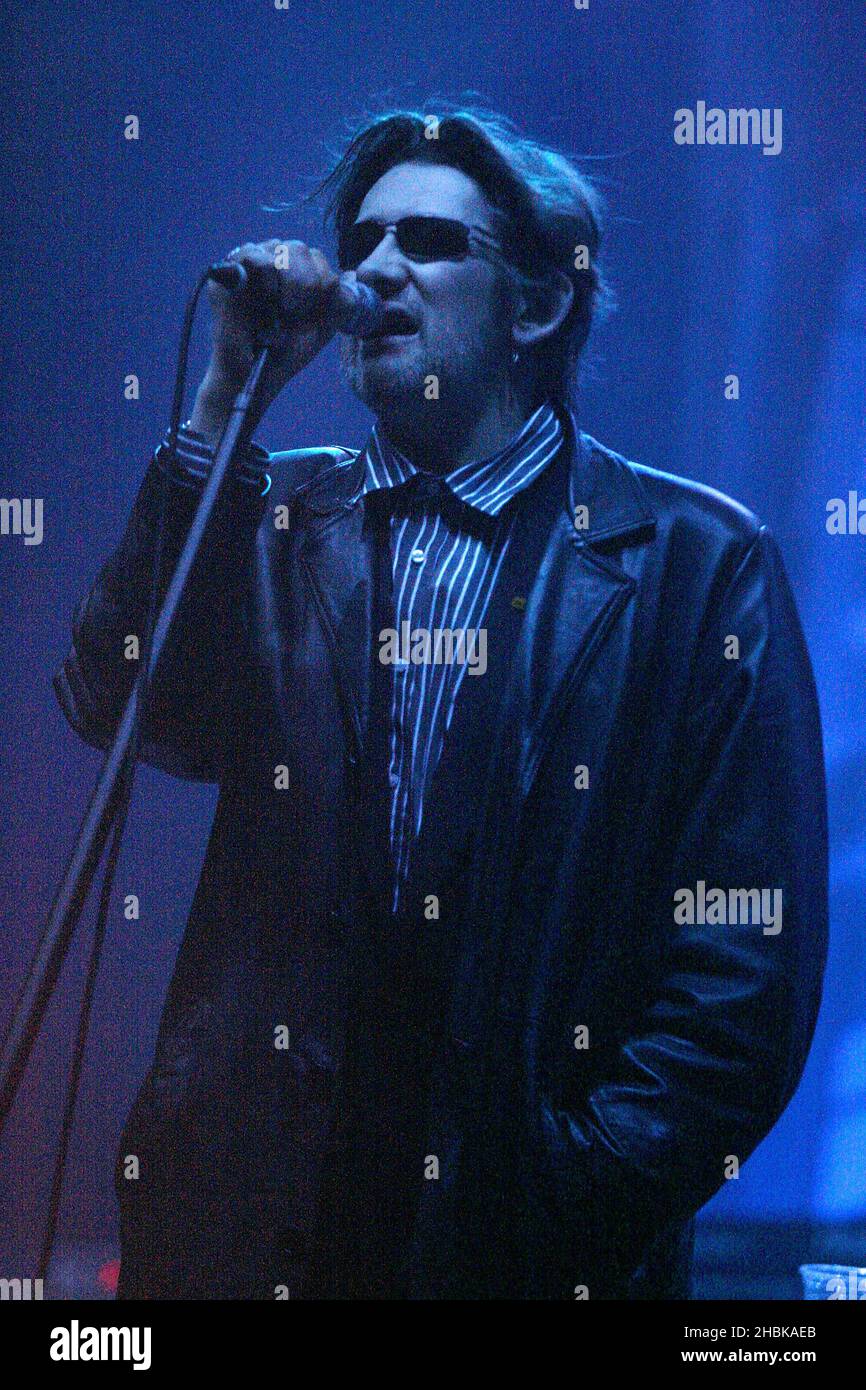 Shane MacGowan of The Pogues performs on stage at the Carling Academy ...