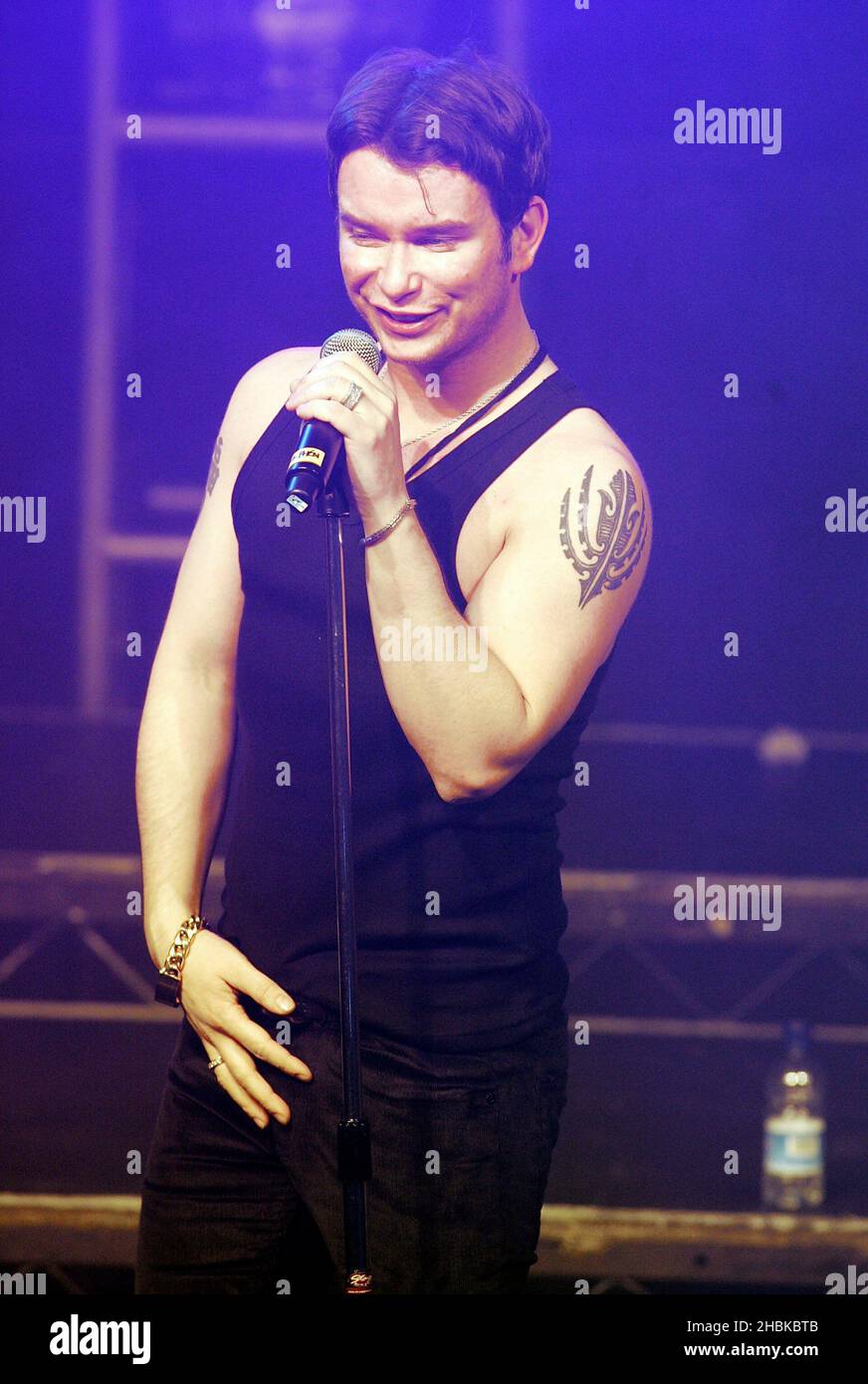 Stephen Gately of Boyzone performs a pre-tour gig at G.A.Y. at the ...