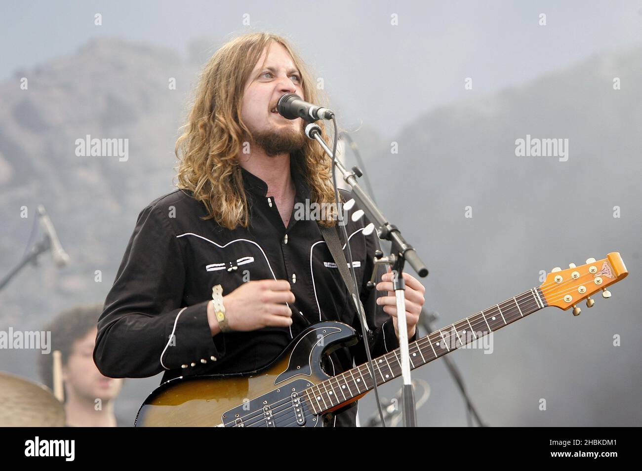 Dave McCabe of The Zutons performs on stage at the Isle of Wight ...